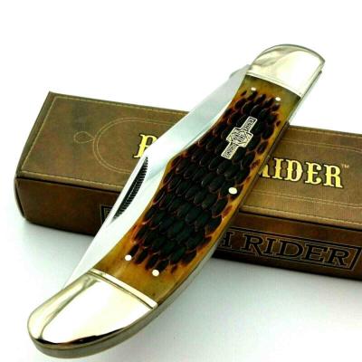 RR854 Couteau Rough Rider Manche Os Lame Acier 440 Linerlock ...