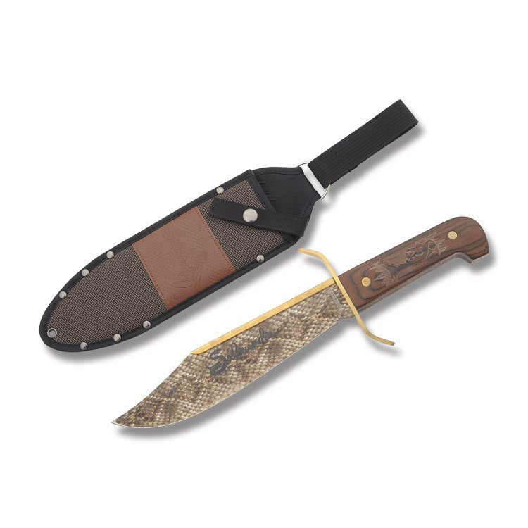 Couteau Bowie Rough Rider Sidewinder Lame Acier 440 Décor Peau Serpent ...